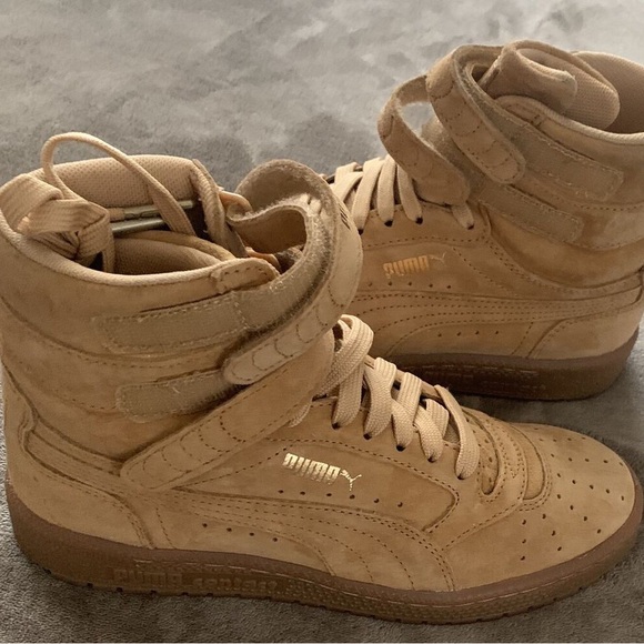 Puma | Shoes | Puma Tan Hightop Sneakers | Poshmark
